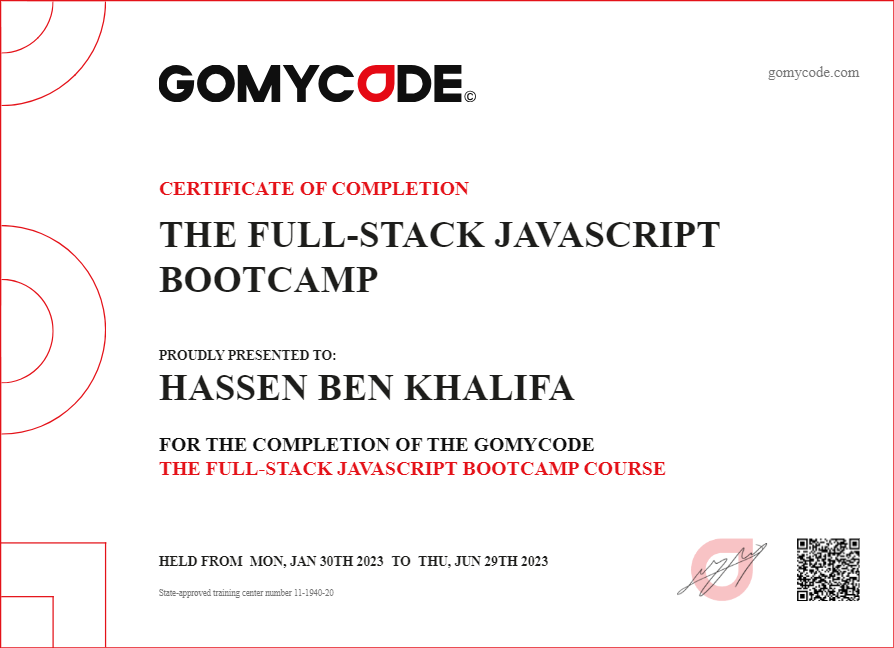Hassen Ben Khalifa Certificate of Completion The Full-Stack Javascript ...