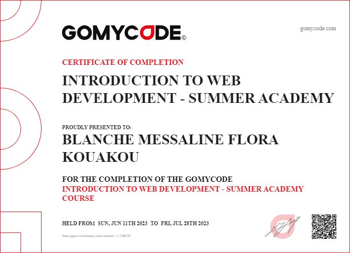 Blanche Messaline Flora Kouakou Certificate of Completion Introduction ...