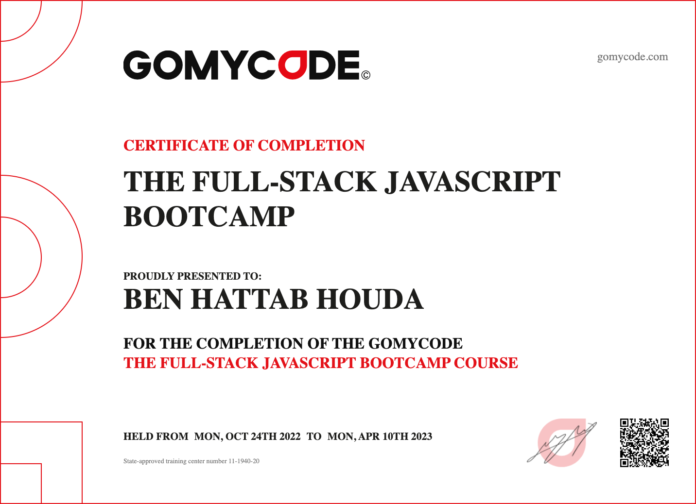 Ben Hattab Houda Certificate of Completion The Full-Stack Javascript ...