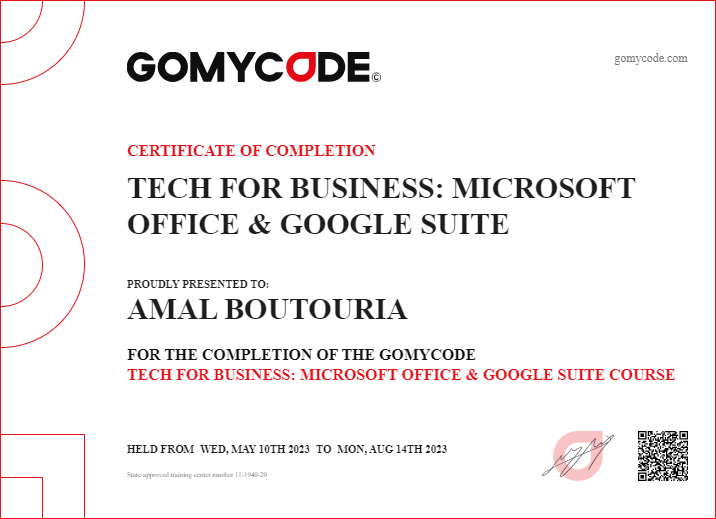 Amal Boutouria Certificate of Completion Tech for business: Microsoft ...